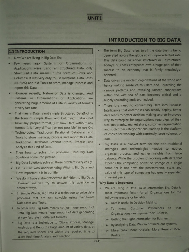 Big Data Analytics Notes | PDF | Big Data | Data