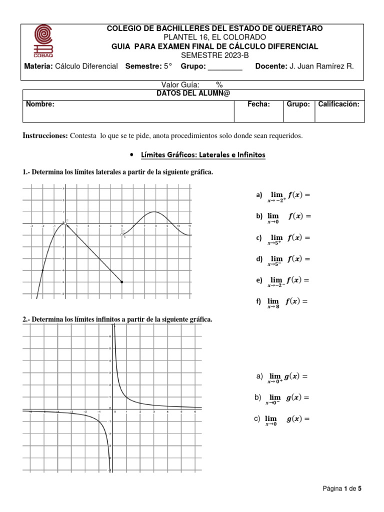 Guia Final Calc-Dif (2023B) | PDF | Velocidad | Aceleración