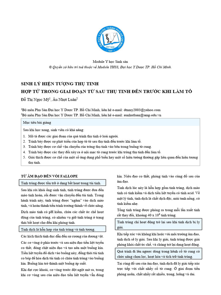 Chuong - 3 - - - Bai - 4 - SINH LÝ HIỆN TƯỢNG THỤ TINH | PDF