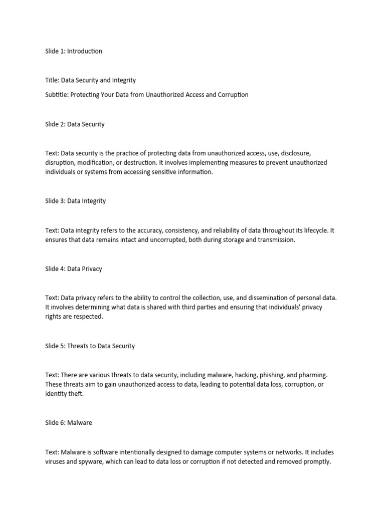 Data Security And Integrity Pdf Security Computer Security