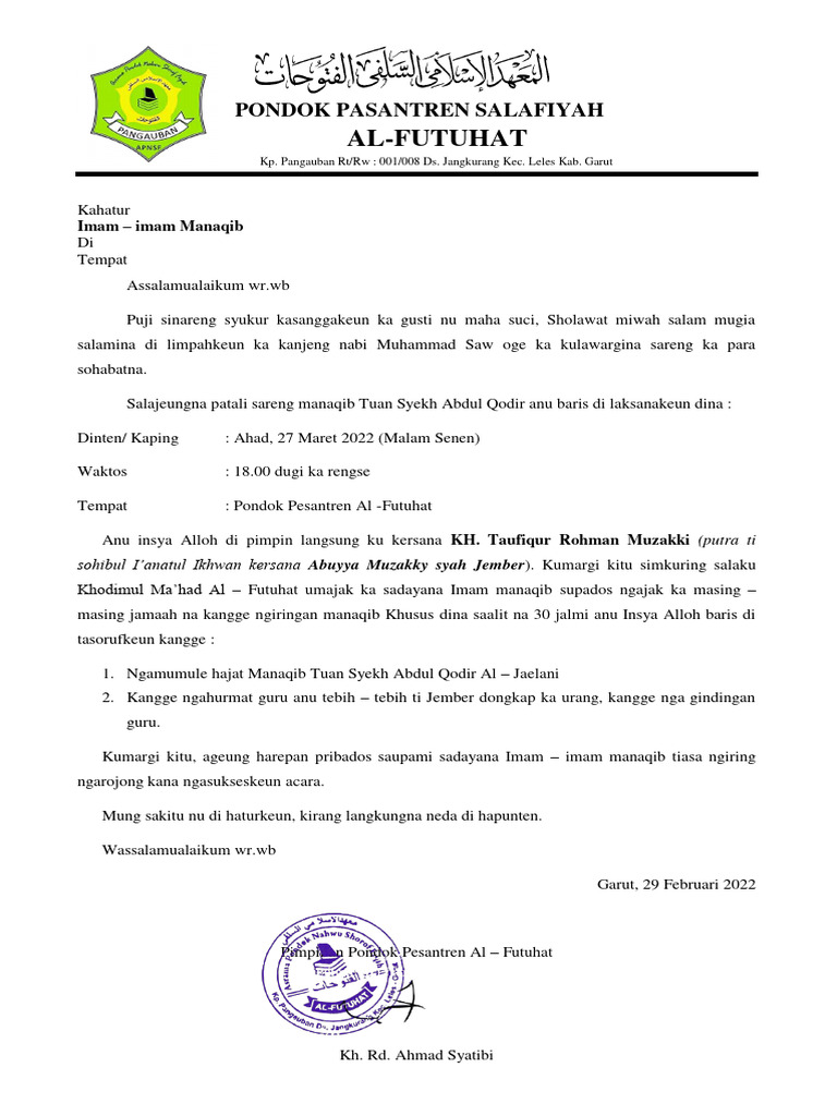 Undangan Imam Manaqib | PDF