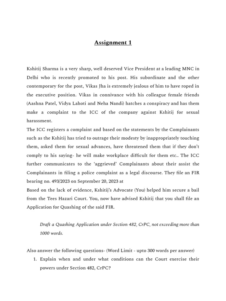 Criminal Drafting Course - Assignment 1 UPDATED | PDF