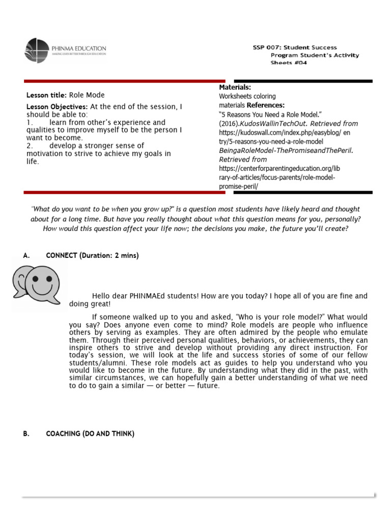 SSP007 - Module 4 - ROLE MODEL - SAS - SWU | PDF | Experience ...
