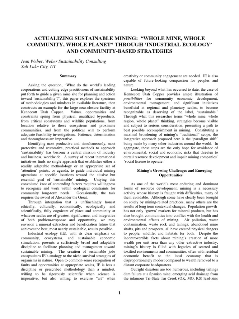Sustainable Mining Strategies Explained Pdf Sustainability