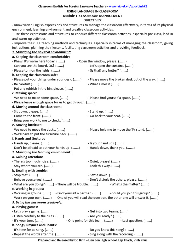 Using Language in Classroom | PDF | Classroom | Teaching Method