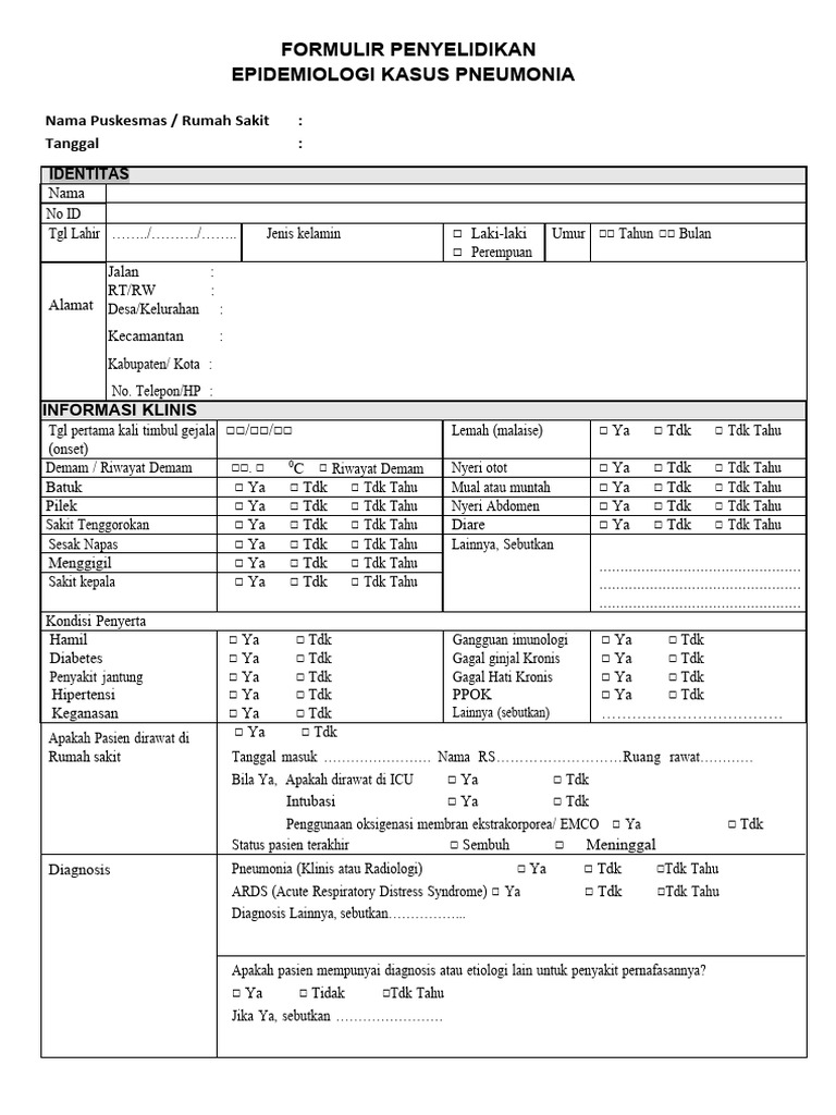 Formulir Pneumonia | PDF