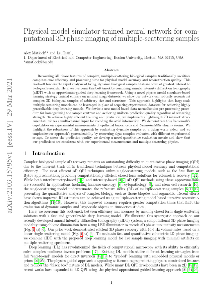 Physical Model Simulator Trained Nn For Computational 3d Phase Imaging