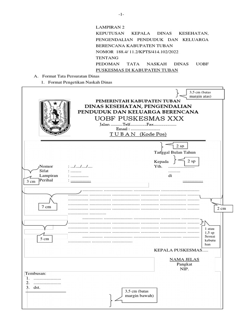 LAMPIRAN II TATA NASKAH DINAS PUSK 2022 | PDF