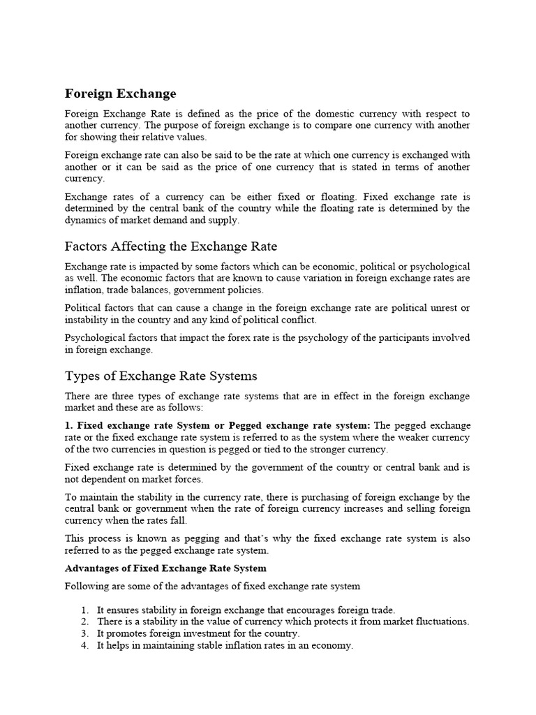 Foreign Exchange | PDF | Exchange Rate | Floating Exchange Rate