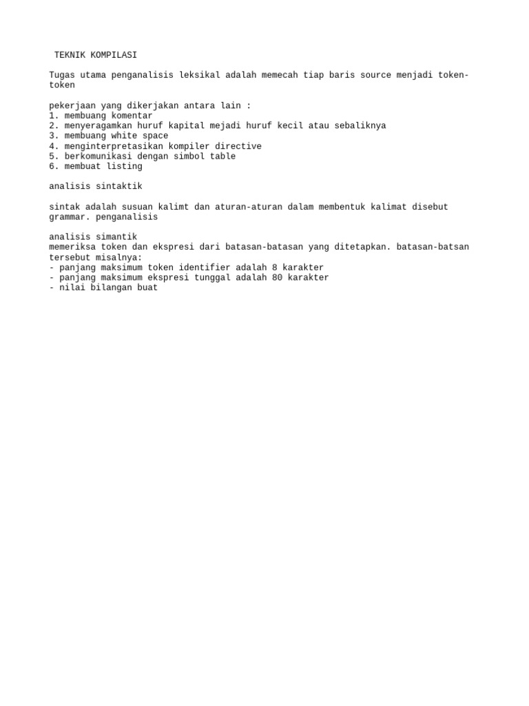 Teknik Kompilasi | PDF