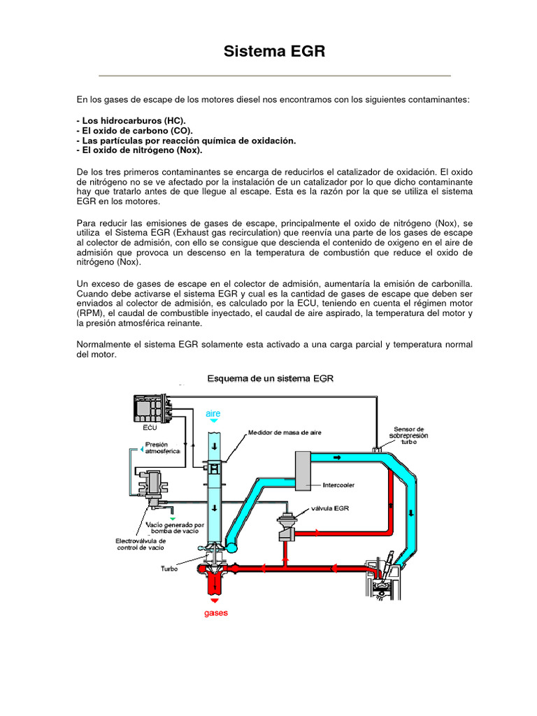 Sistema EGR | PDF | Tecnología del motor | Ingeniería mecánica
