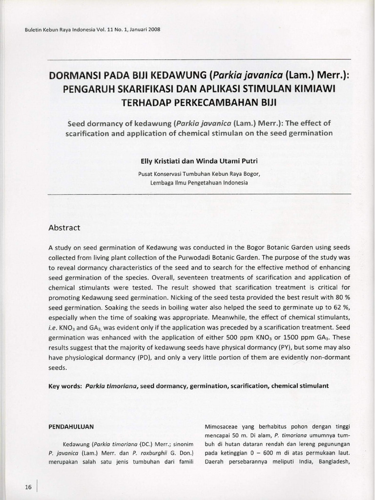 ID Dormansi Pada Biji Kedawung Parkia Javan | PDF