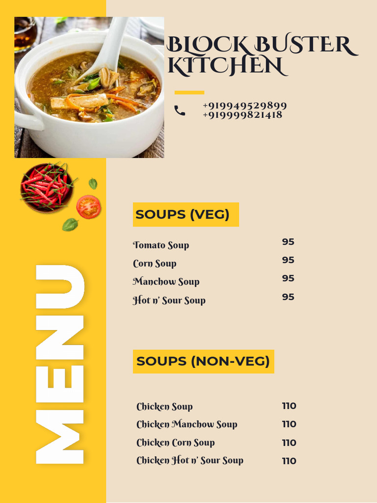 Block Buster Kitchen Menu | PDF | Cuisine | Western Cuisine