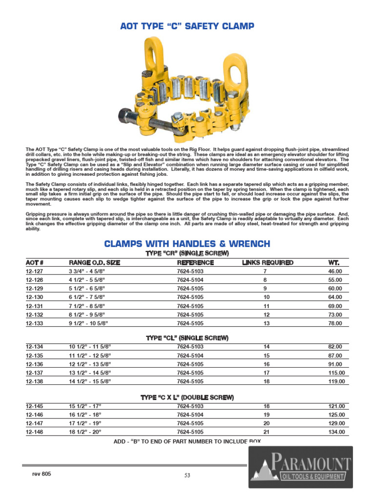 AOT Safety Clamps Type C | PDF | Pipe (Fluid Conveyance) | Casing ...