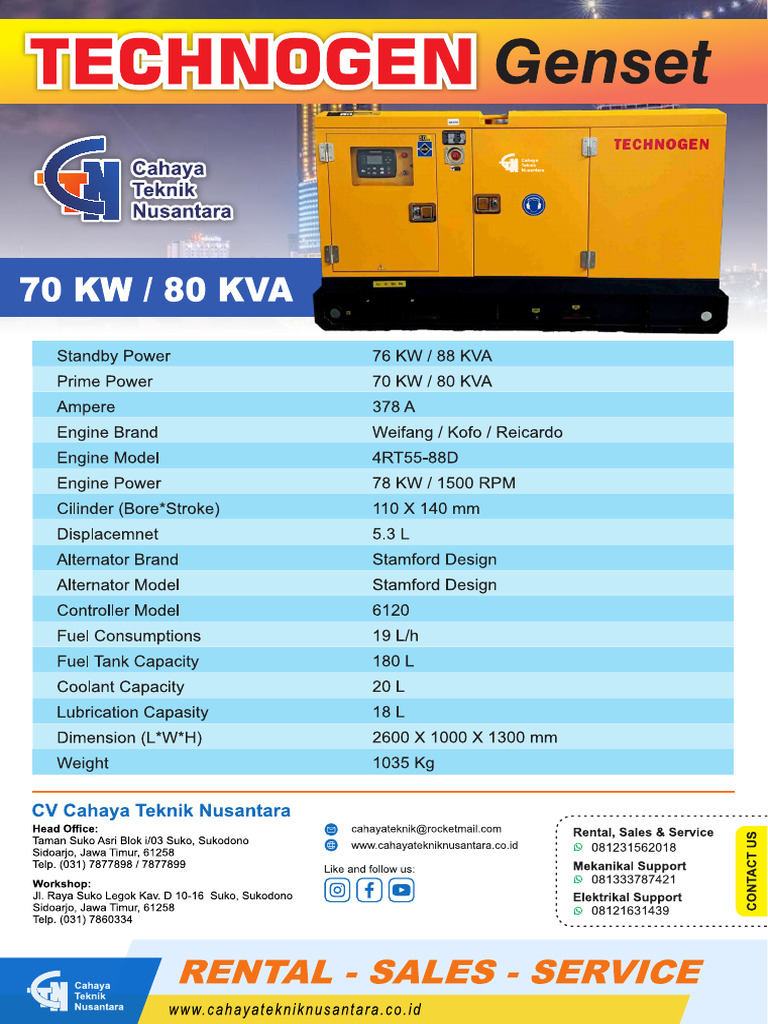 Brosur Technogen CTN 80KVA | PDF