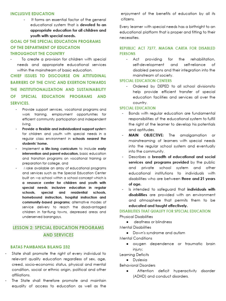 Inclusive Education | PDF | Special Education | Intellectual Disability