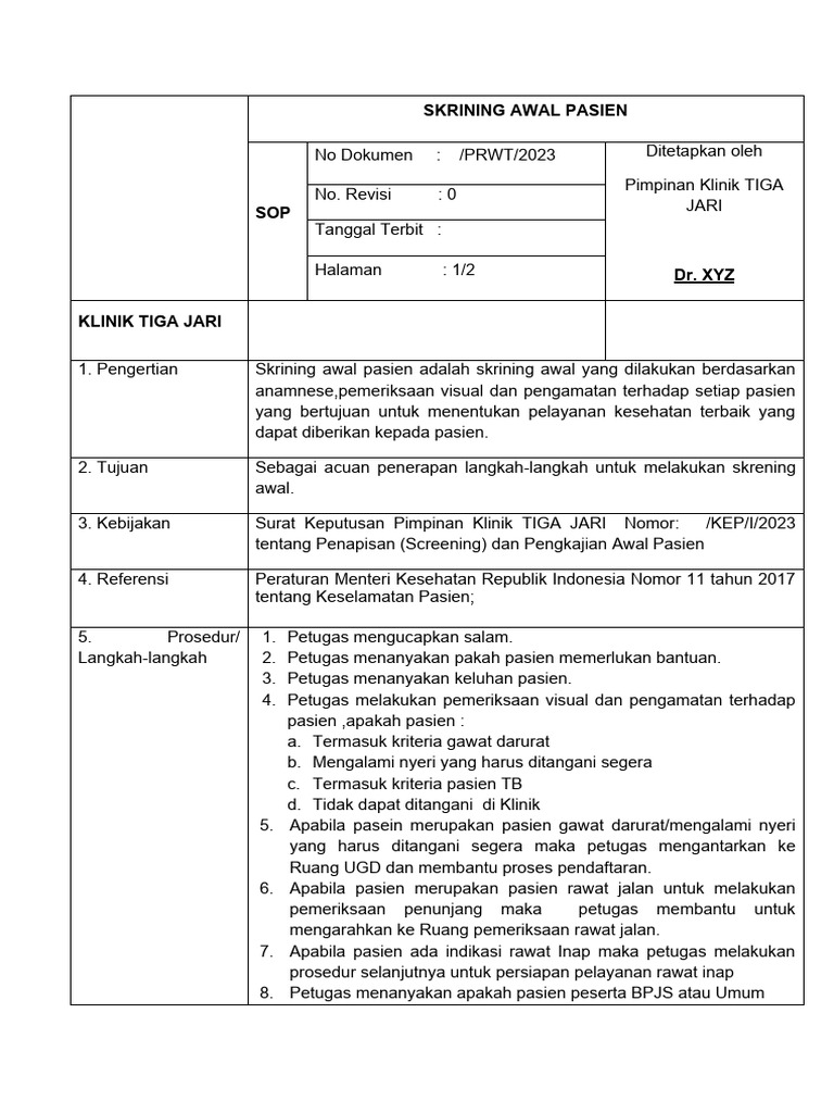 SOP Skrining | PDF | Sains & Matematika
