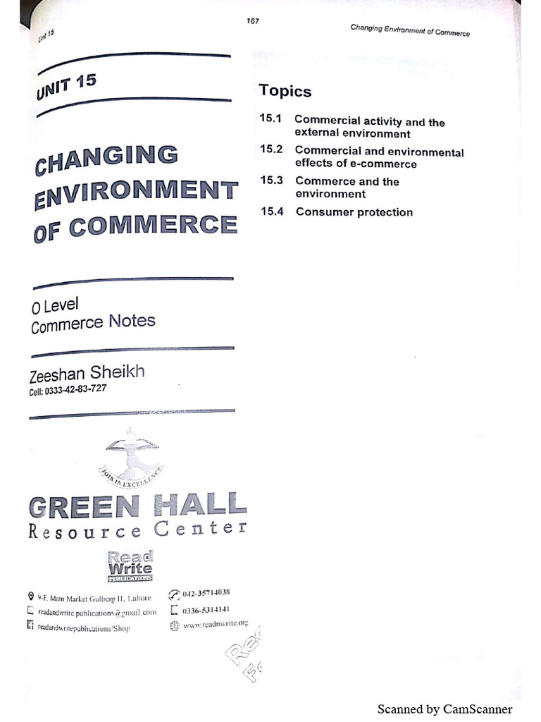 O Level Commerce Changing Environment of Commerce Notes 2024 | PDF