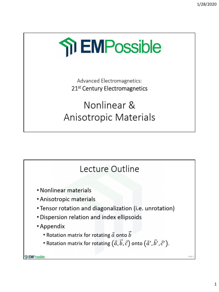 Lecture Nonlinear and Anisotropic Materials | PDF | Nonlinear Optics | Waves