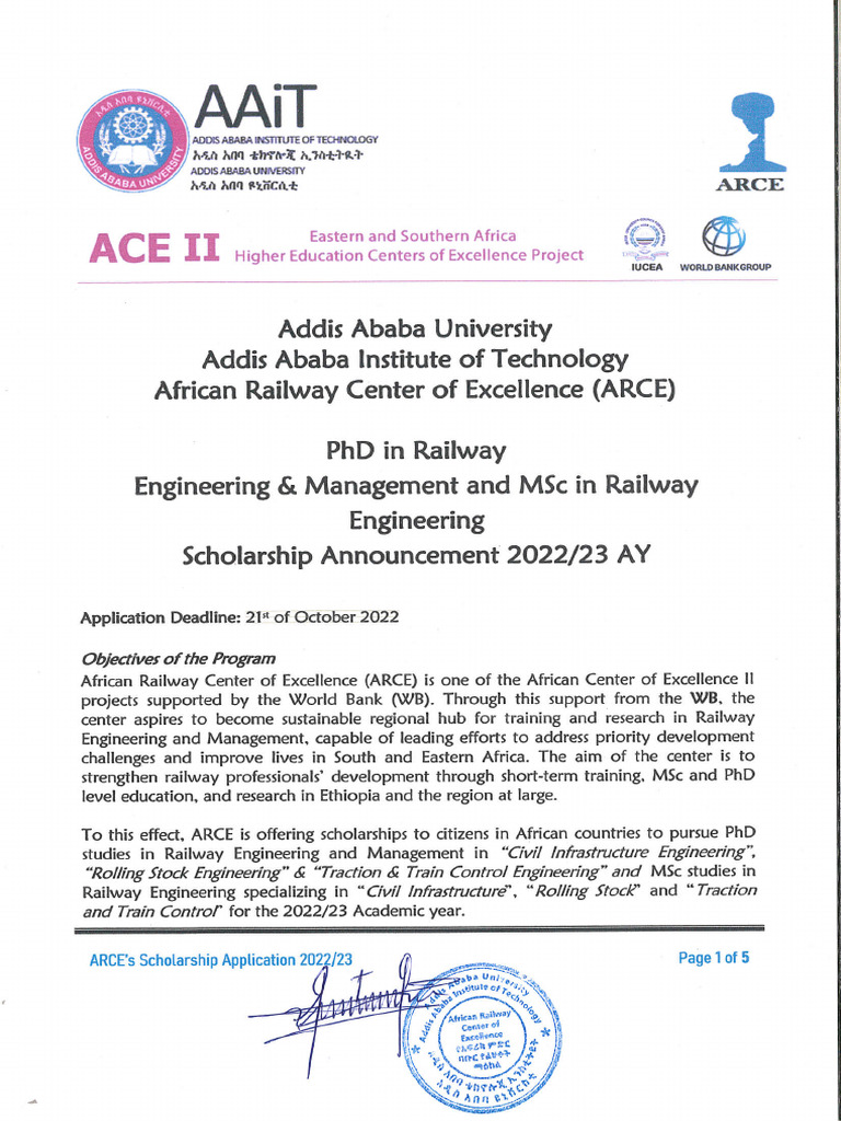 PHD and MSC Scholarship Announcement | PDF