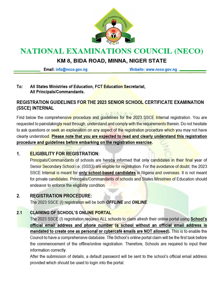 2023 SSCE Internal Registration Guidelines | PDF | Online And Offline | Visual Impairment