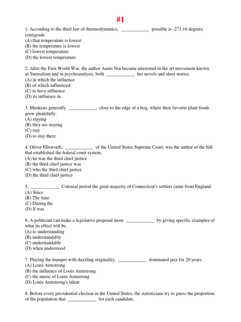 Grammar Practice Questions for ESL Learners | PDF | Jazz | Weaving