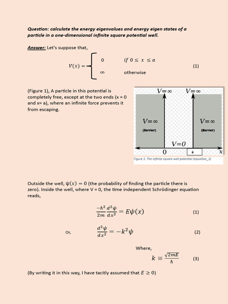 Infinite Well | PDF | Wave Function | Mathematical Concepts