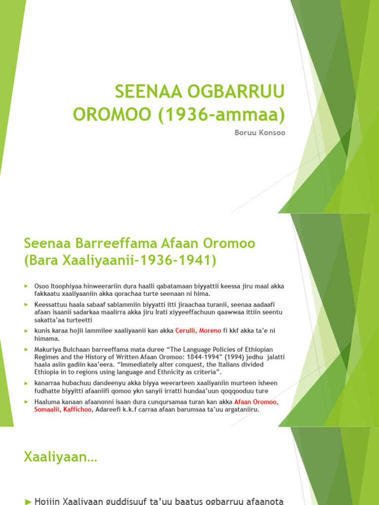 Copy of Seenaa Ogbarruu Oromoo (1936-Ammaa) | PDF