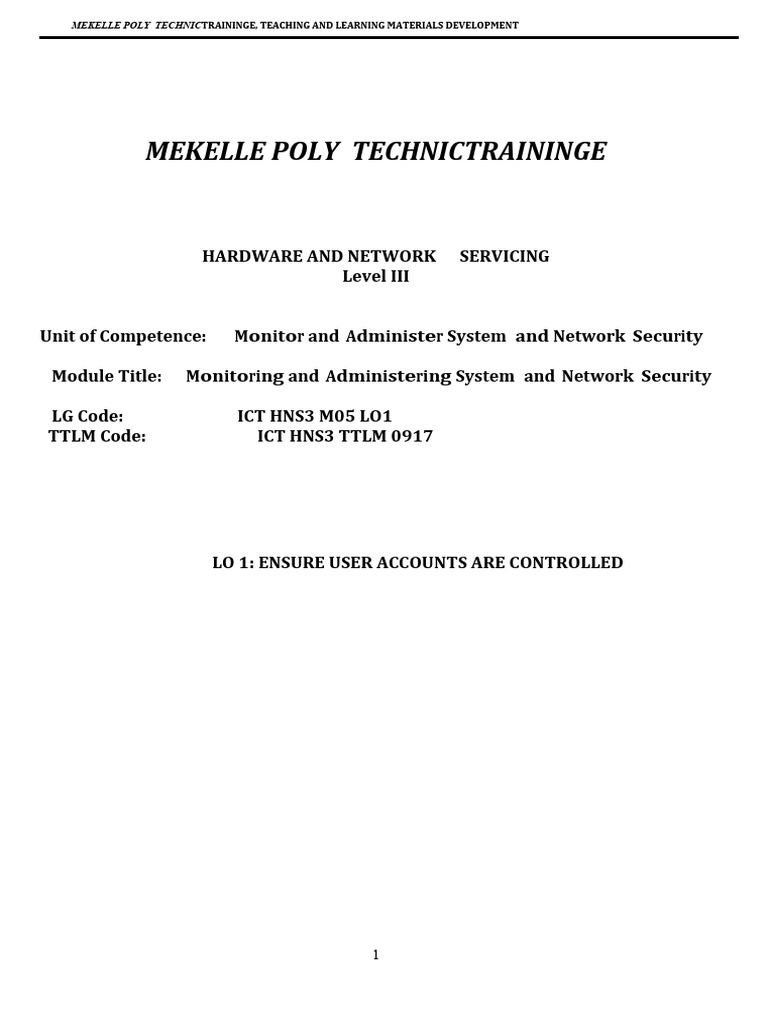 Mekelle Poly Technictraininge | PDF | User (Computing) | Password