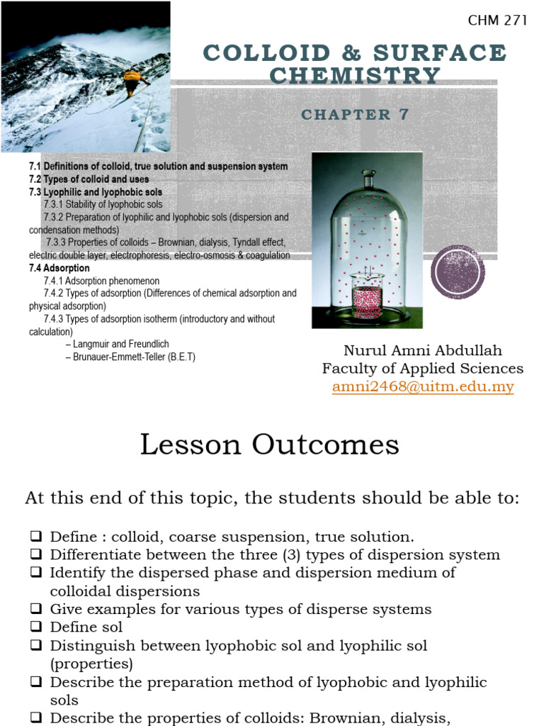 CHM271_CHAPTER 7 COLLOID & SURFACE CHEMISTRY (PART 1) | PDF | Colloid ...