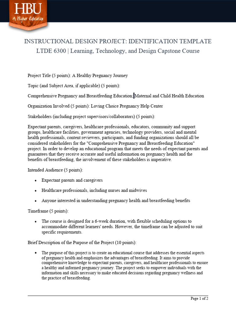 Instructional Design Project Identification Template 281 29 | PDF ...