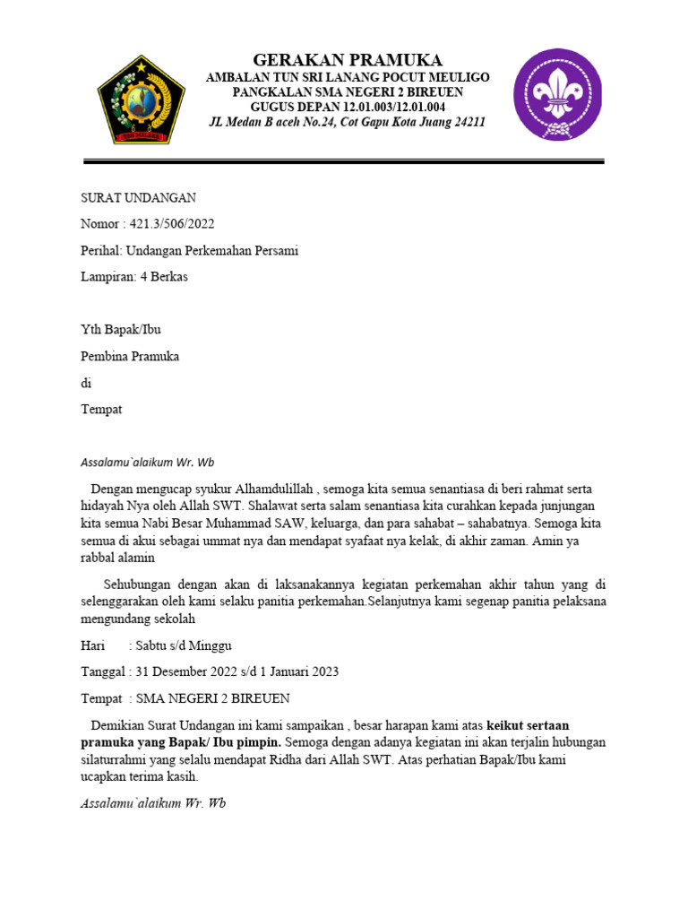 Undangan Persami Pramuka | PDF