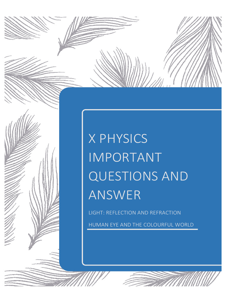 X STUDY MATERIAL-LIGHT | PDF | Mirror | Optics