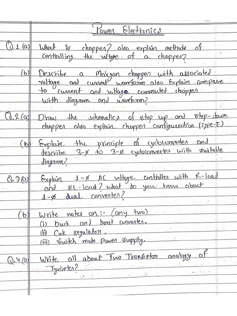 Power Electronics Model Paper ? | PDF