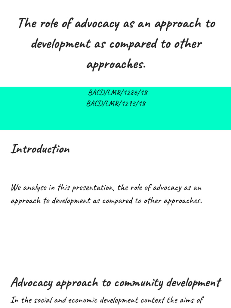 Approaches To Community Development | PDF | Advocacy | Policy