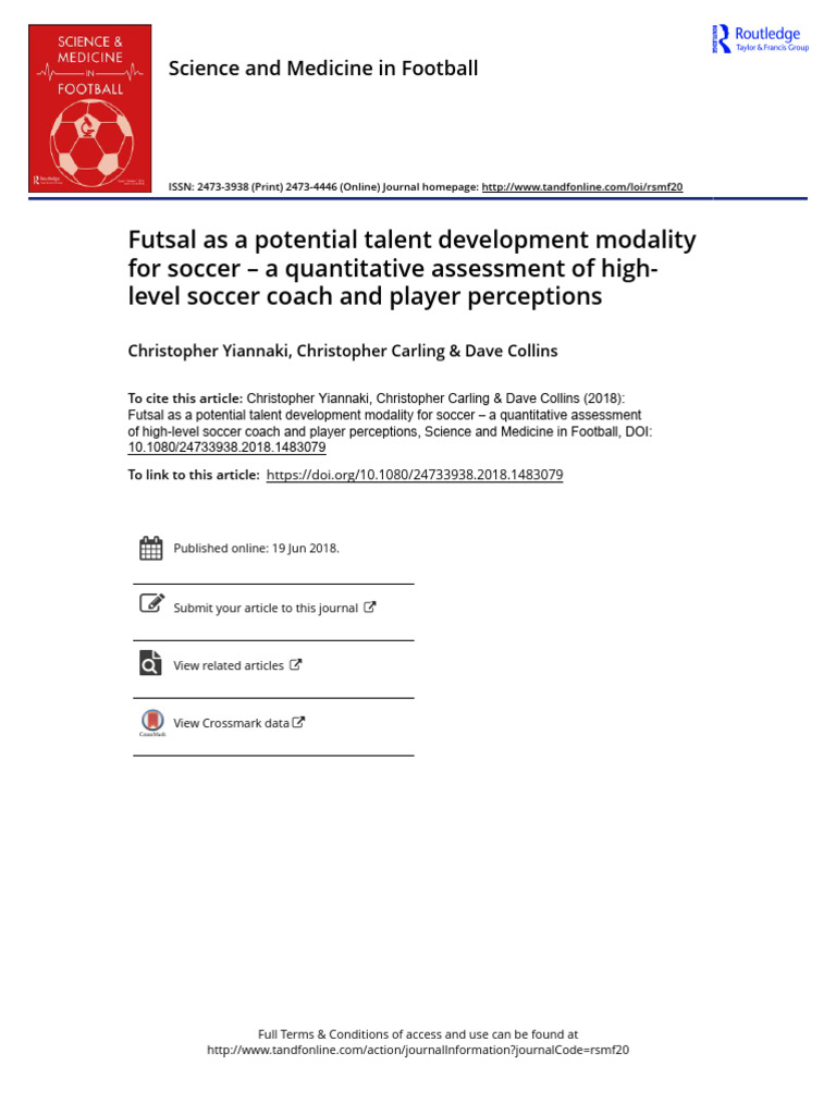 Journal - Futsal As A Potential Talent Development Modality For Soccer ...