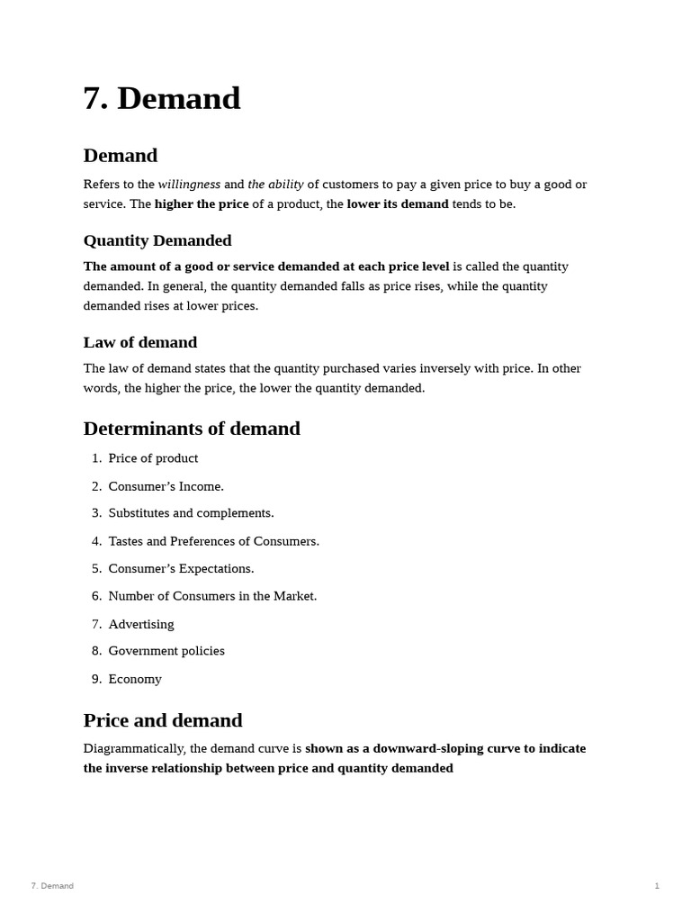 7. Demand | PDF | Demand | Demand Curve