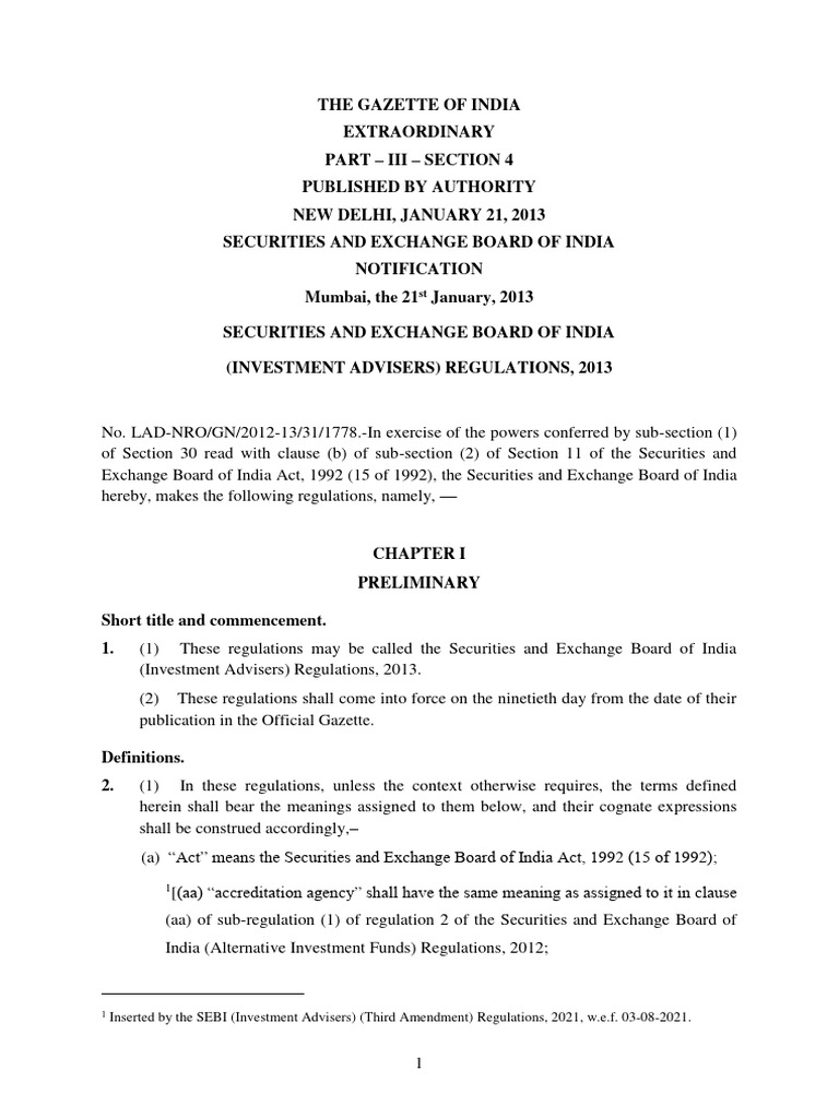 SEBI RIA Regulations | PDF | Financial Adviser | Stockbroker