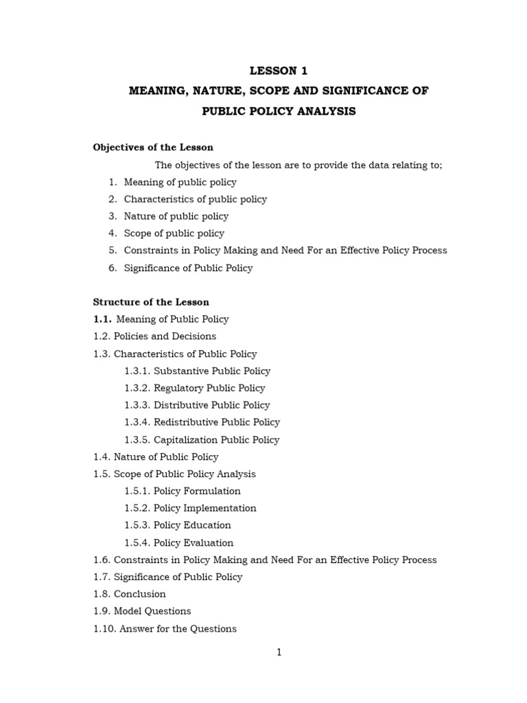 Lesson 1 | PDF | Policy | Policy Analysis