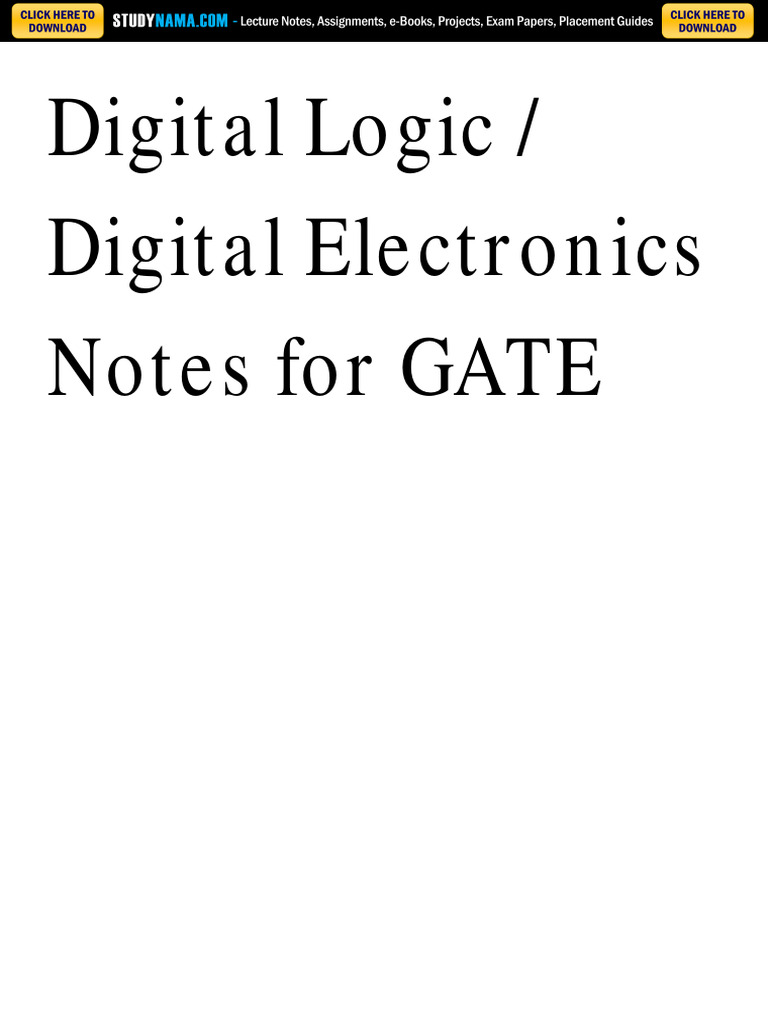 Digital Logic _ Digital Electronics Notes for GATE PDF Download | PDF ...