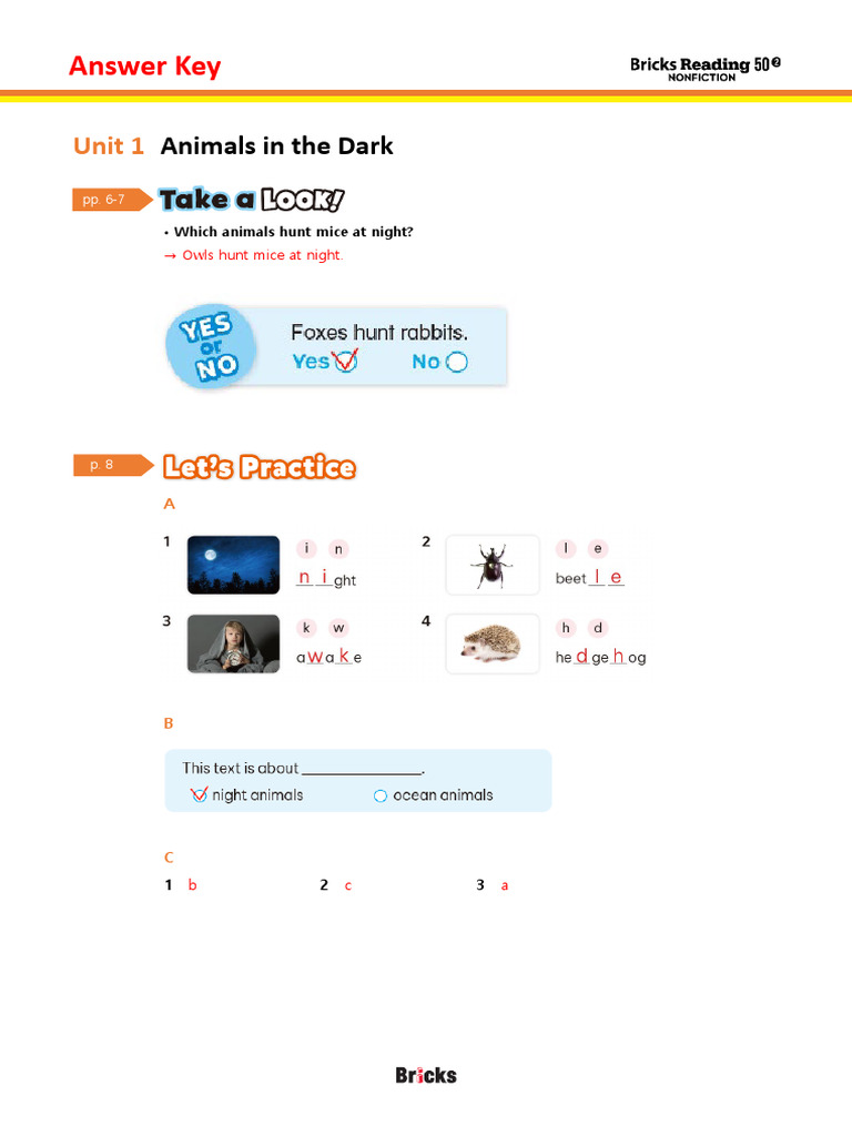 Bricks Reading 50 Nonfiction - L2 - SB - Answer Key - Eng | PDF | Foods ...