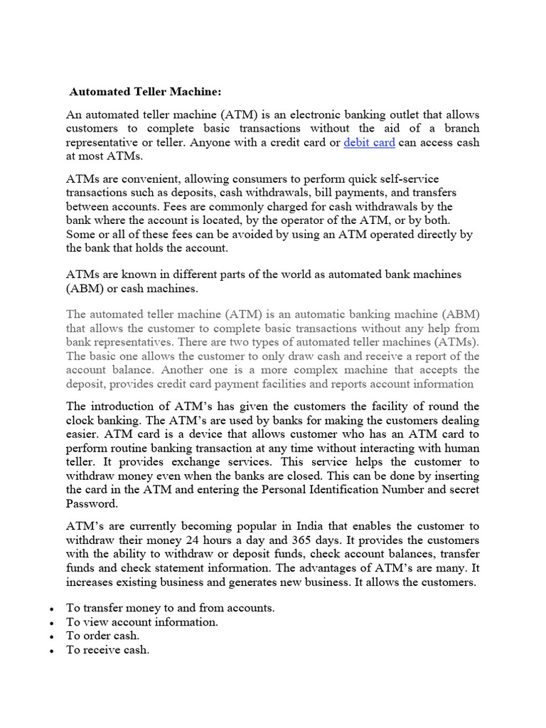Banking Products | PDF | Automated Teller Machine | Banks & Banking