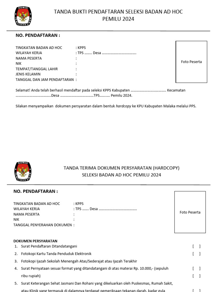 Formulir - Tanda Bukti Pendaftaran | PDF Formulir - Tanda Bukti Pendaftaran | PDF