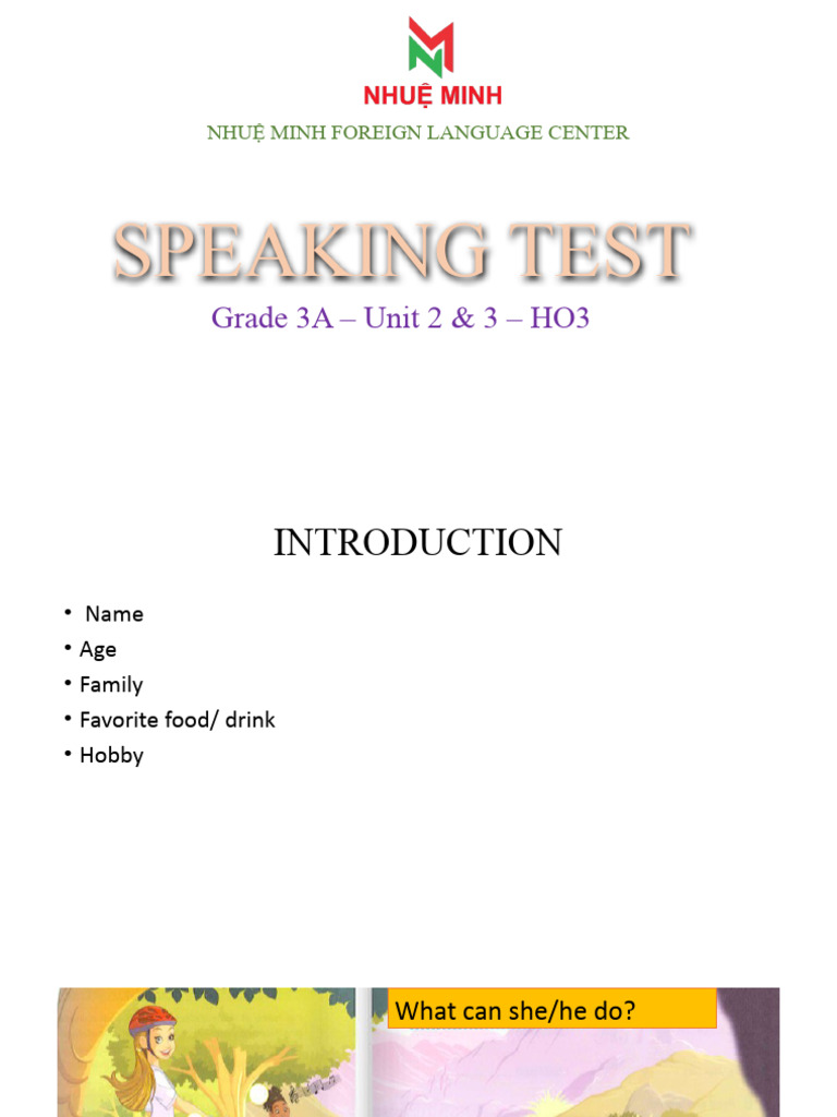 Speaking Test Unit 2 & 3 Ho3 | PDF