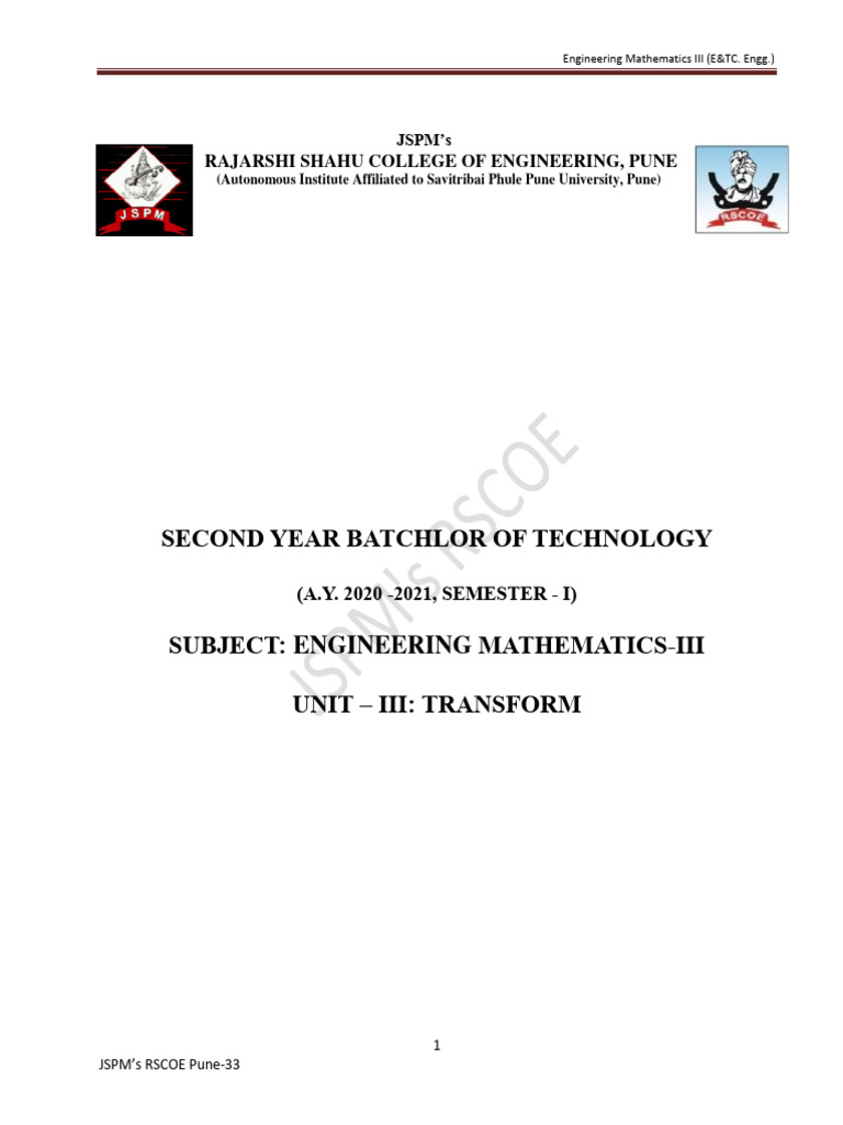 Notes - Unit-III - Fourier Transform | PDF | Differential Equations ... Notes - Unit-III - Fourier Transform | PDF | Differential Equations ...