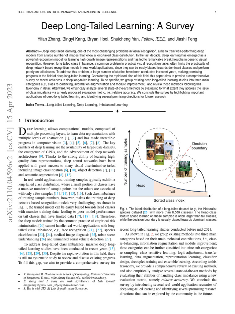 Deep Long-Tailed Learning A Survey | PDF | Deep Learning | Artificial Intelligence