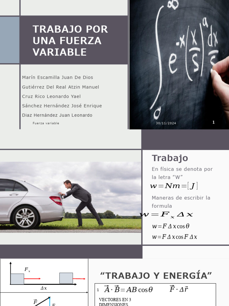 TRABAJO POR UNA FUERZA VARIABLE FISICA | PDF | Integral | Variable ...