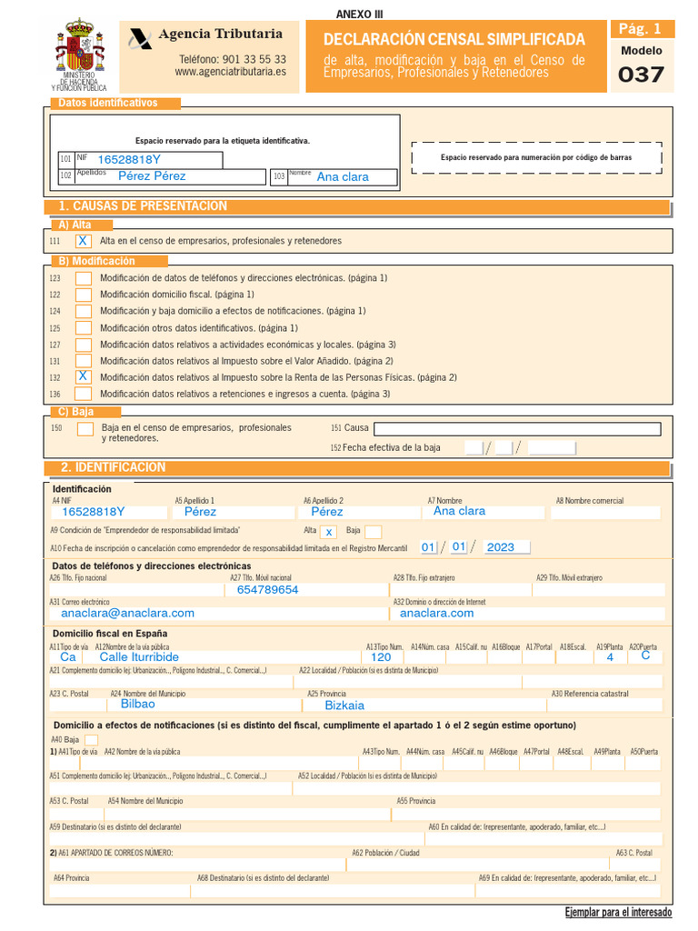 Anexo III - Modelo 037 | Descargar gratis PDF | Finanzas del gobierno | Impuestos