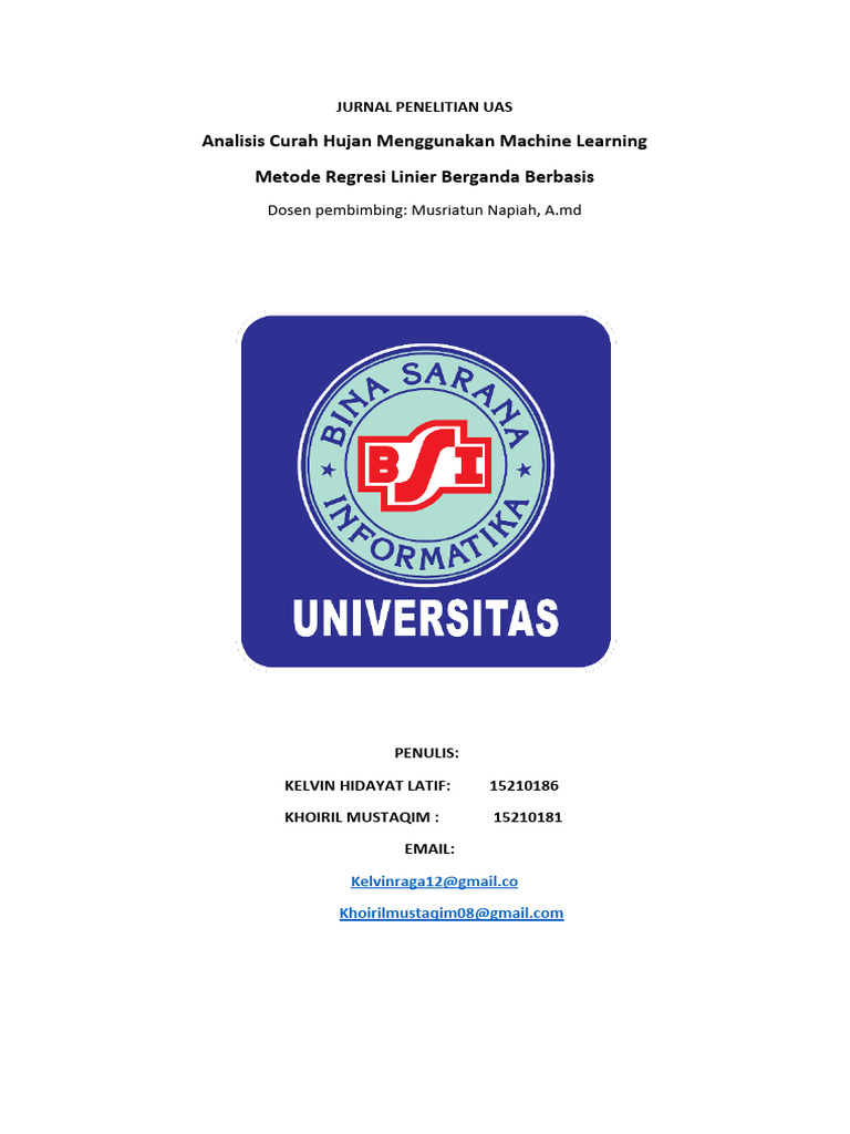 Jurnal Penelitian Uas. Machine Learning | PDF | Bisnis | Komputer