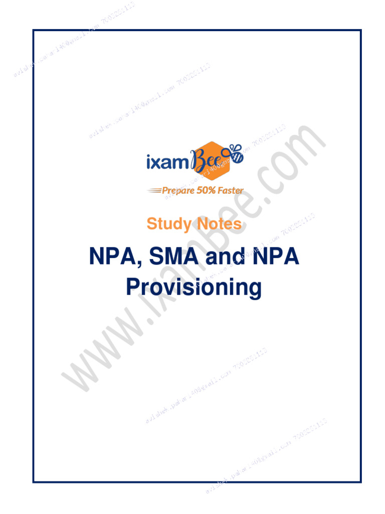 Understanding NPA, SMA and NPA Provisioning | PDF | Loans | Finance & Money Management
